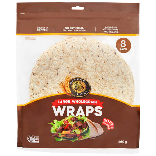 Large Wholegrain Wraps 8 Pack 560g